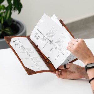 Hard Cover Menu Holder With Binder, Leather Menu Cover Suitable for ...