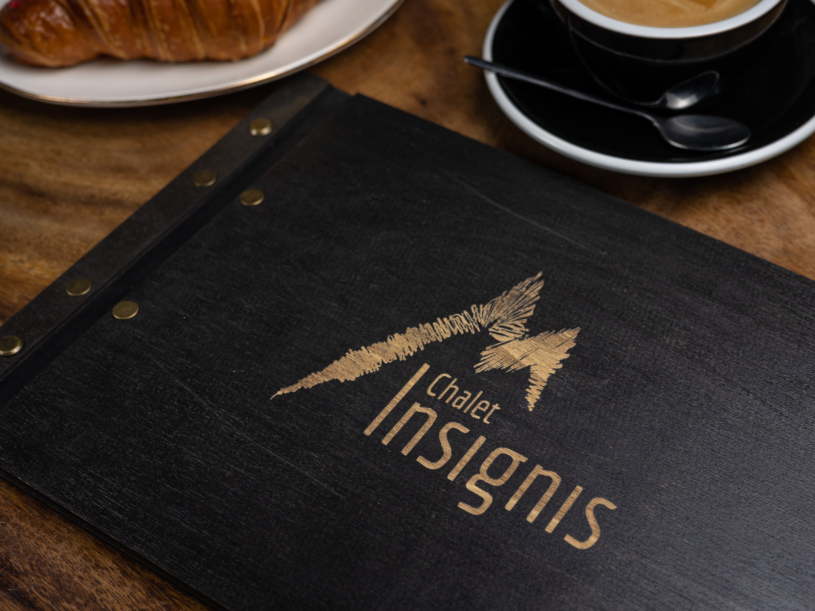 Landscape Menu Folder Fastened on Leather Strap Wooden Menu - Etsy