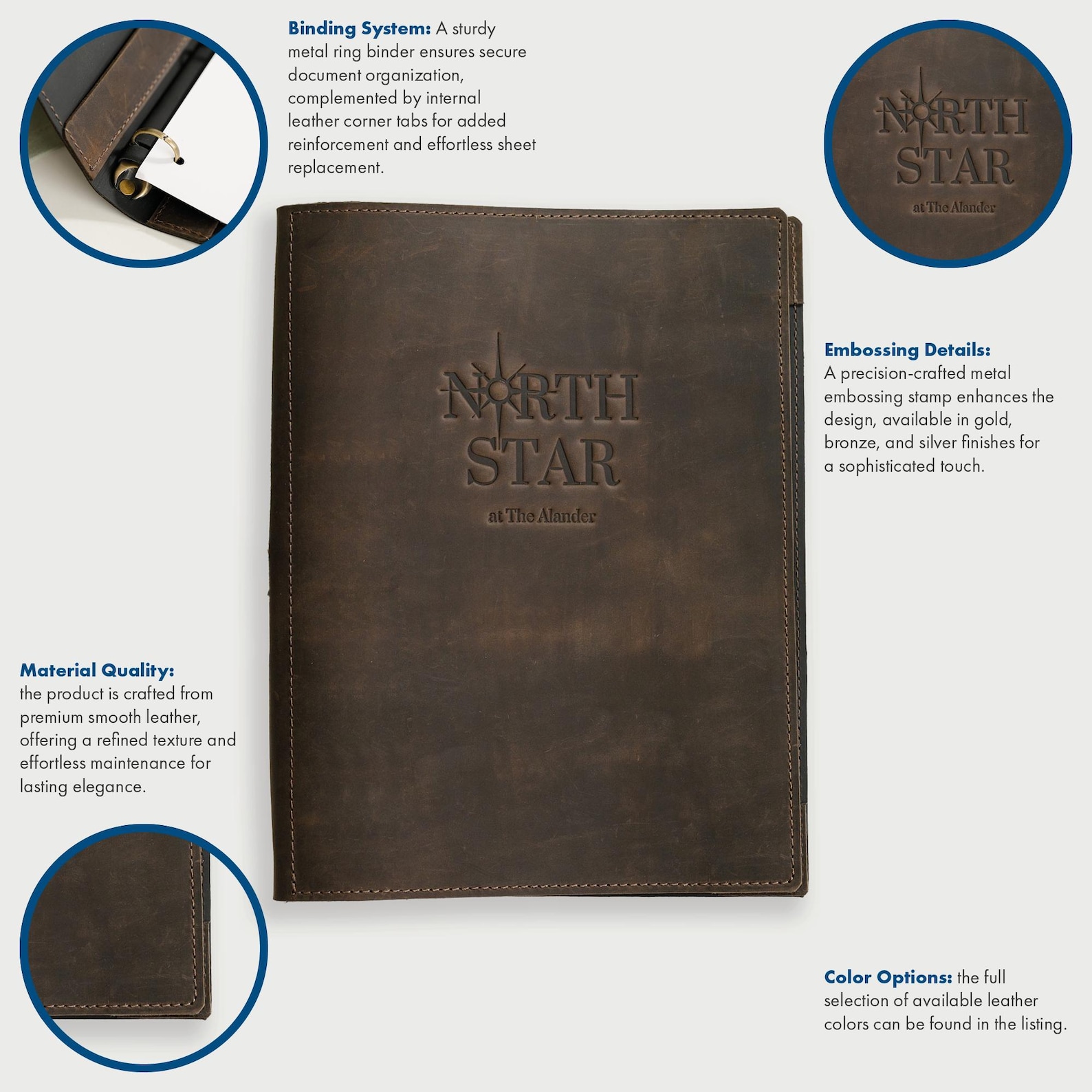 Leather Menu Holder With Ring Binder, Custom Menu Cover - Etsy