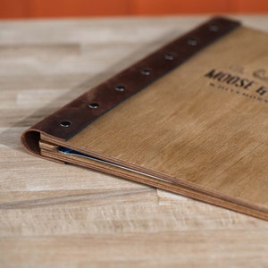 Wooden Menu Folder Fastened on Leather, Personalized Menu Holder ...