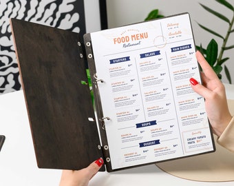 Wooden Menu Holder A5-A4, Engraved Menu Holder, Restaurant Menu Folder ...
