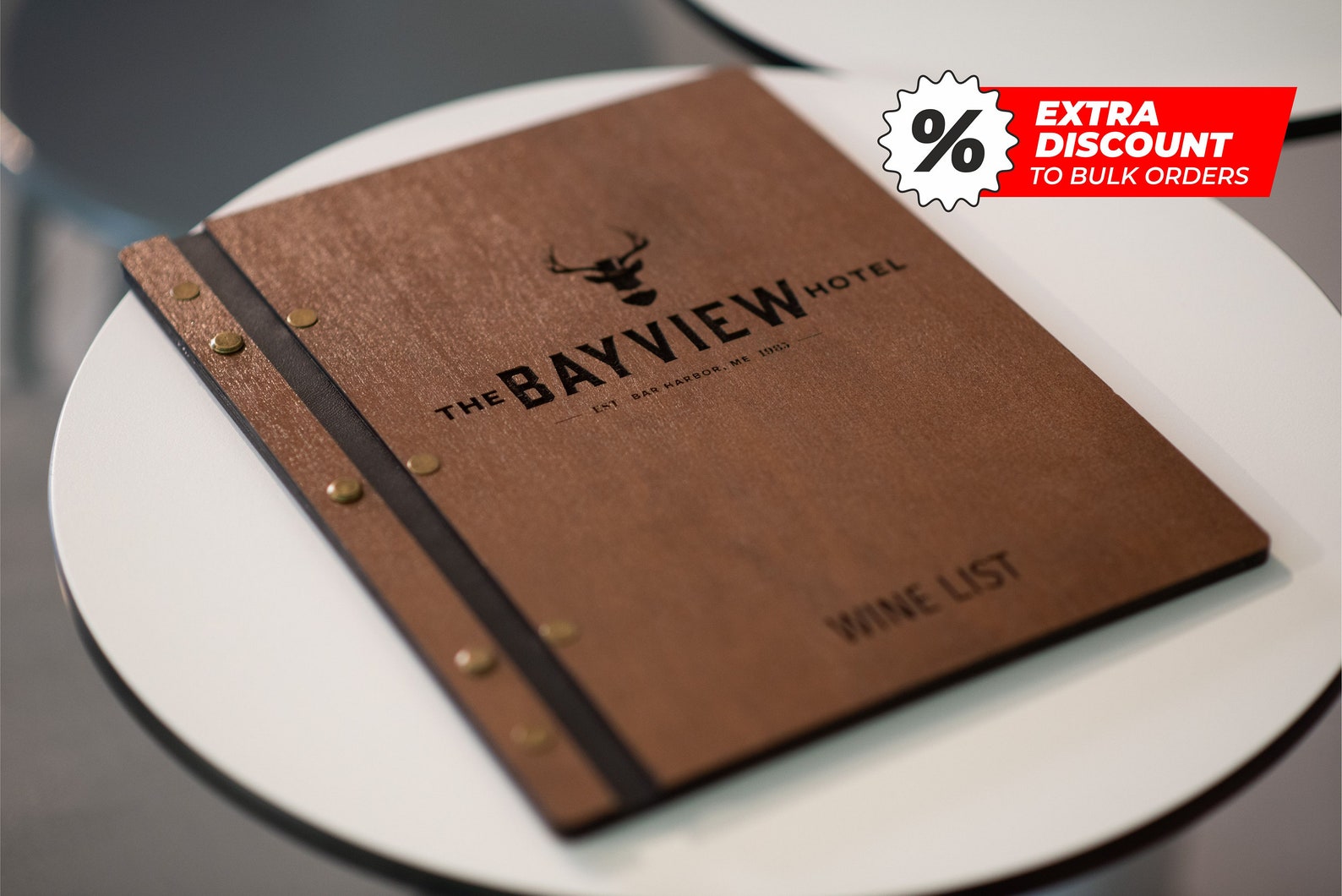 Wooden Menu Folder Fastened on Leather Strap Menu Holder - Etsy