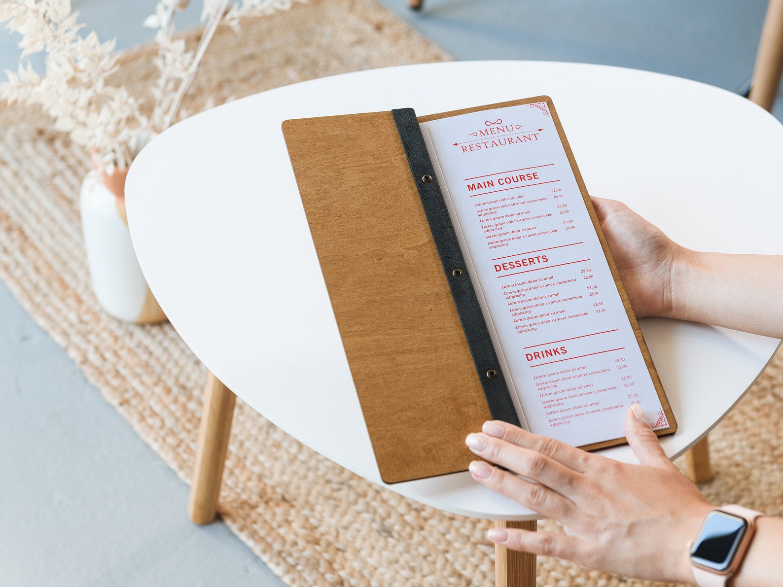 Wooden Menu Folder for Wine List Fastened on Leather Strap - Etsy