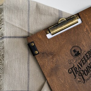 Hardcover Menu Clipboard With Brass Binder, Engraved Wooden Menu Holder ...