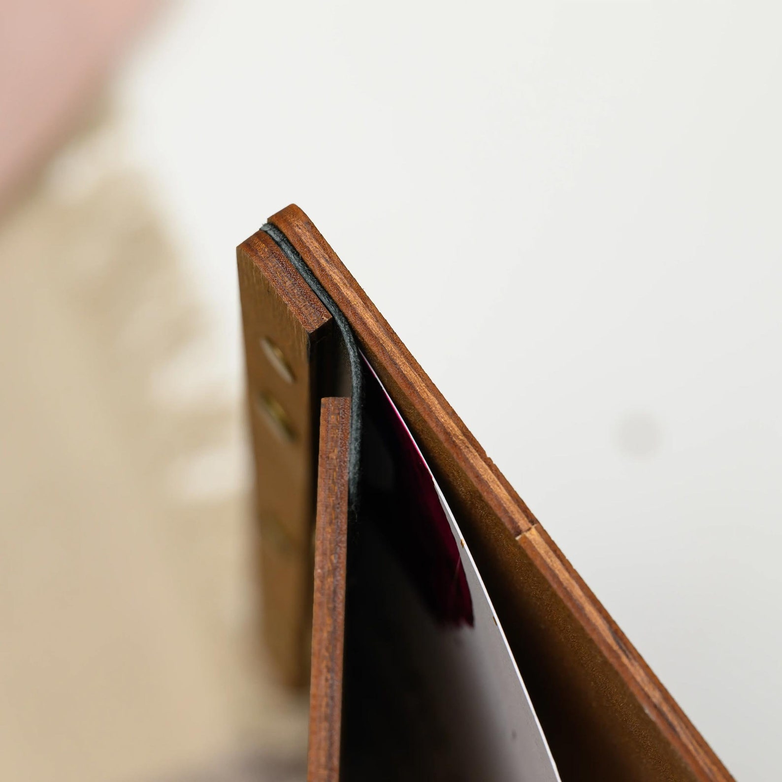 Wooden Menu Folder for Wine List Fastened on Leather Strap, Menu Holder ...