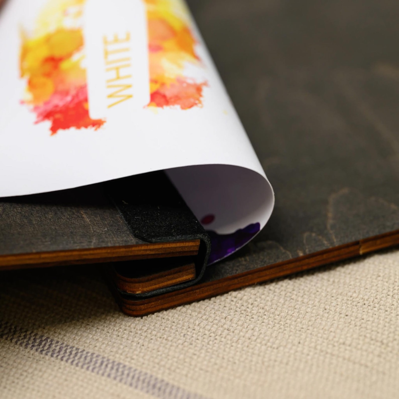 Wooden Menu Folder for Wine List Fastened on Leather Strap, Menu Holder ...