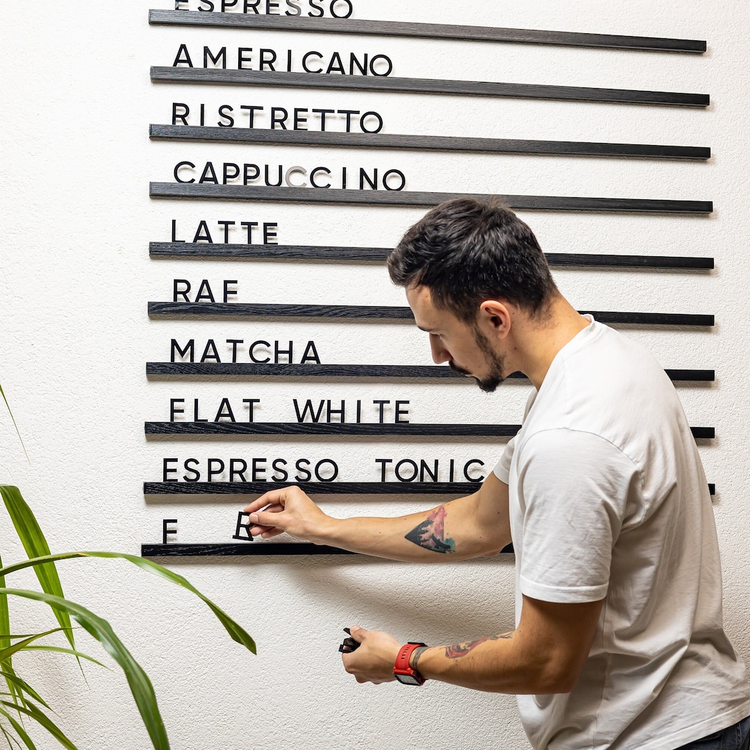 Black Oak Letter Board: Changeable Wall Menu Sign for Cafe and Bakery ...
