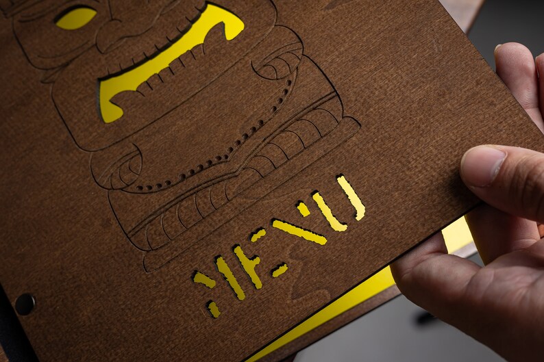 Customized Wooden Menu Folder With Cut Out Menu Holder - Etsy