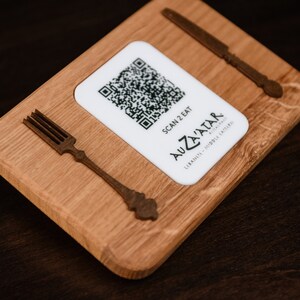 QR Code Menu Sign, Wooden Table Menu, Restaurant Table Menu, Restauran ...