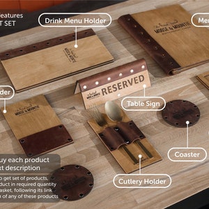 Wooden Menu Folder Fastened on Leather, Personalized Menu Holder ...