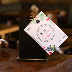 Table Stand Menu Holder With Brass Clip for A5 / Half Letter – Wooden ...