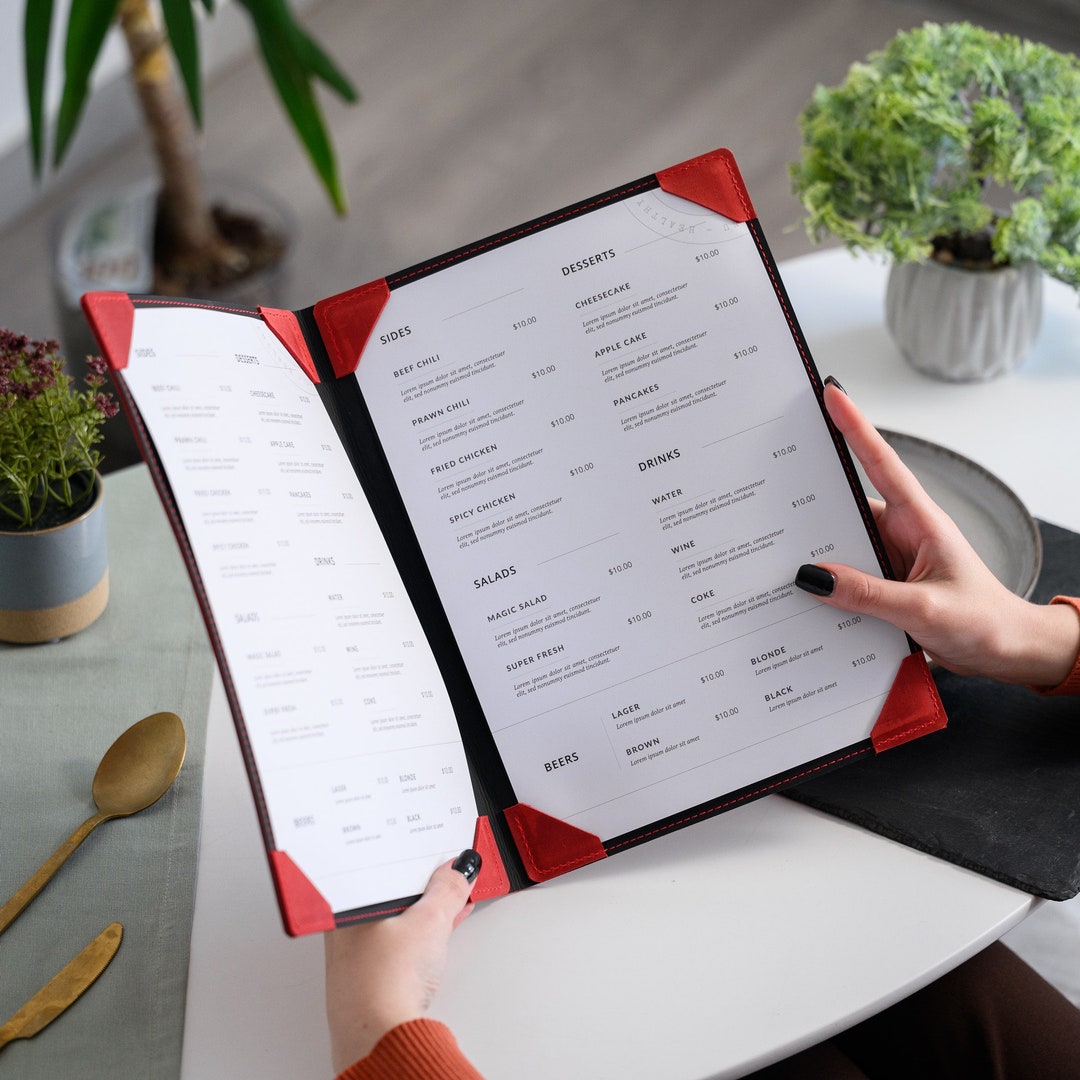 Resturant Menu Folder Suitable for A4 and US Letter Sheets, Menu Board ...
