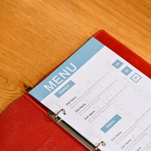 Soft Leather Menu Holder With Ring Binder Mechanism for Half Letter and ...