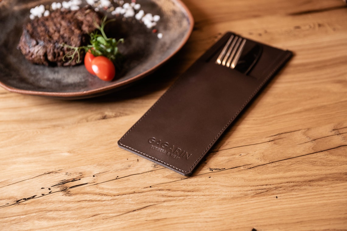Leather Cutlery Holder Restaurant Cutlery Case Custom - Etsy