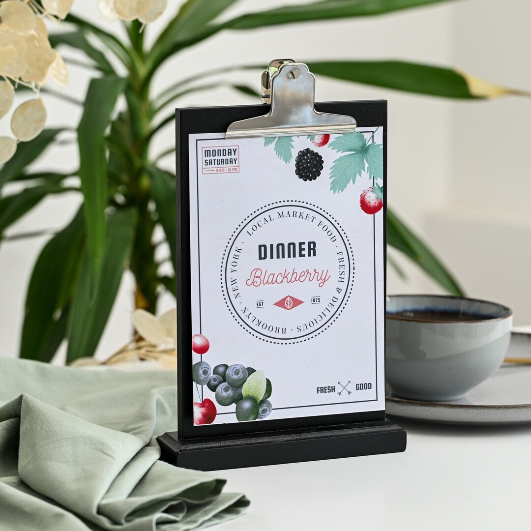 Table Stand With Silver Coloured Clip, Tabletop Menu Holder for A5 ...