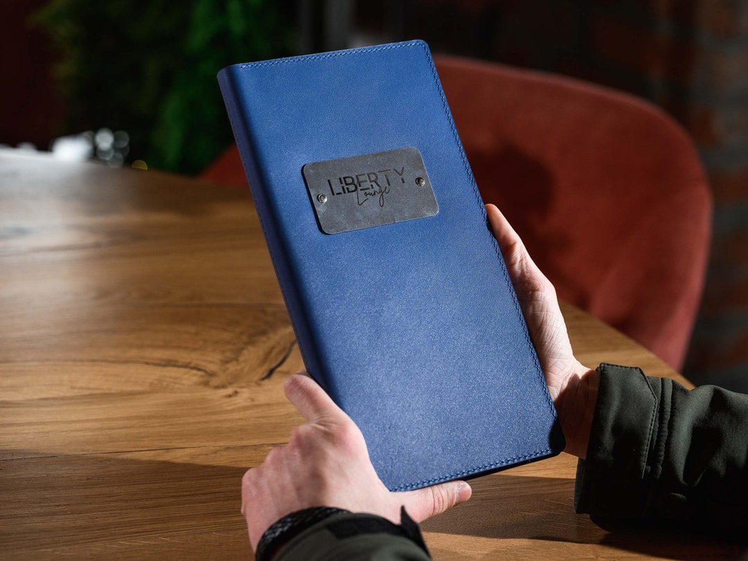 Two-layer Leather Wine List Folder on Screws, Leather Menu Holder With ...
