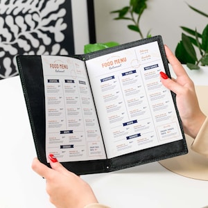 Hard Cover Menu Folder With Elastic Band, Cocktail Menu Holder, Leather ...