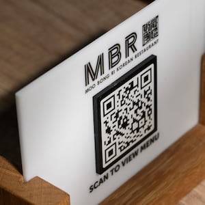 Acrylic QR Menu Stand With Logo Printing, Restaurant Menu Display ...