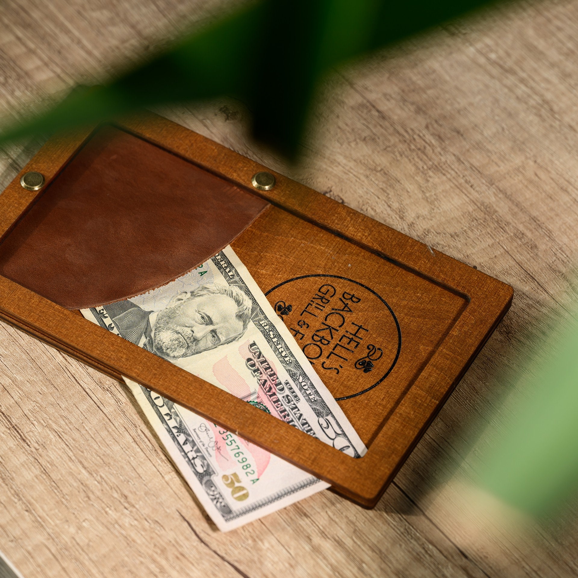 Custom Engraved Bill Presenter, Cafe Check Holder, Plywood & Leather - Etsy