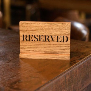 Oiled Wooden Tabletop Reserve Plate, Reserved Table Sign With Logo ...