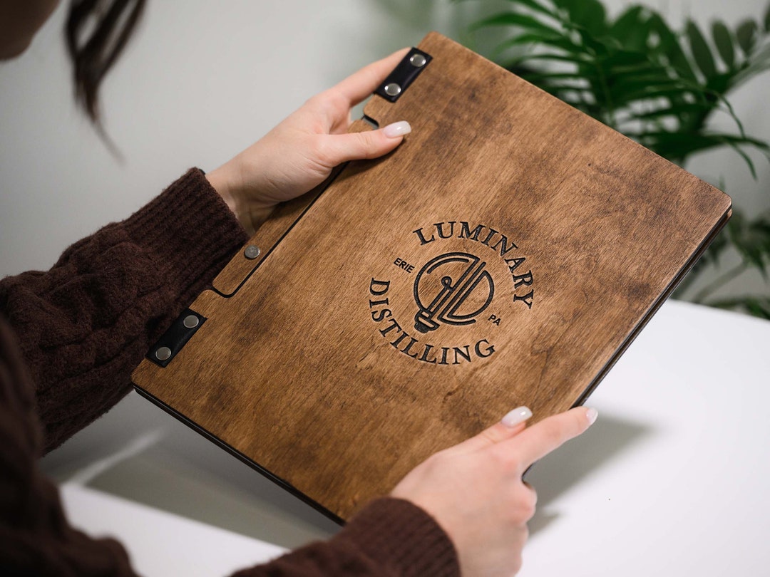 Hardcover Menu Holder for Changeable Sheets Engraved Wooden - Etsy