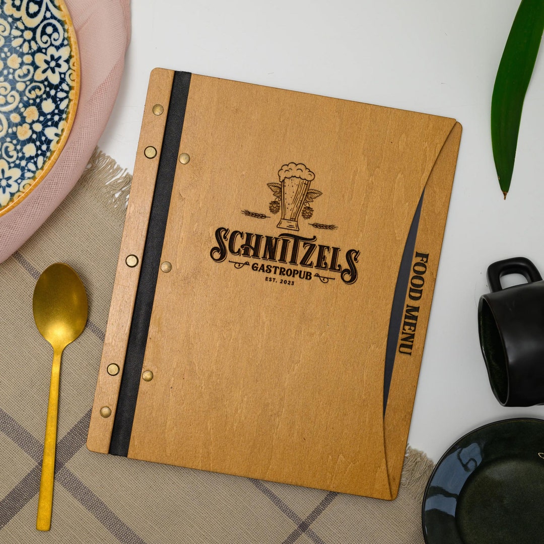 Wooden Menu Folder With Curved Cover, Menu Holder, Restaurant Menu ...