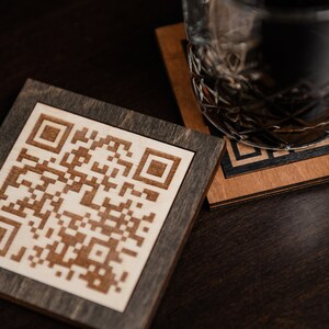 QR Code Menu Sign, Wooden Coaster Table Menu, Scan to View Digital Menu ...