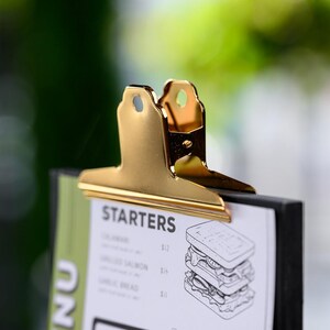 Table Stand With Golden Coloured Clip, Tabletop Menu Binder, Clipboard ...