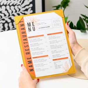 Leather Menu Card Holder With Personalization, Custom Menu Cover for ...