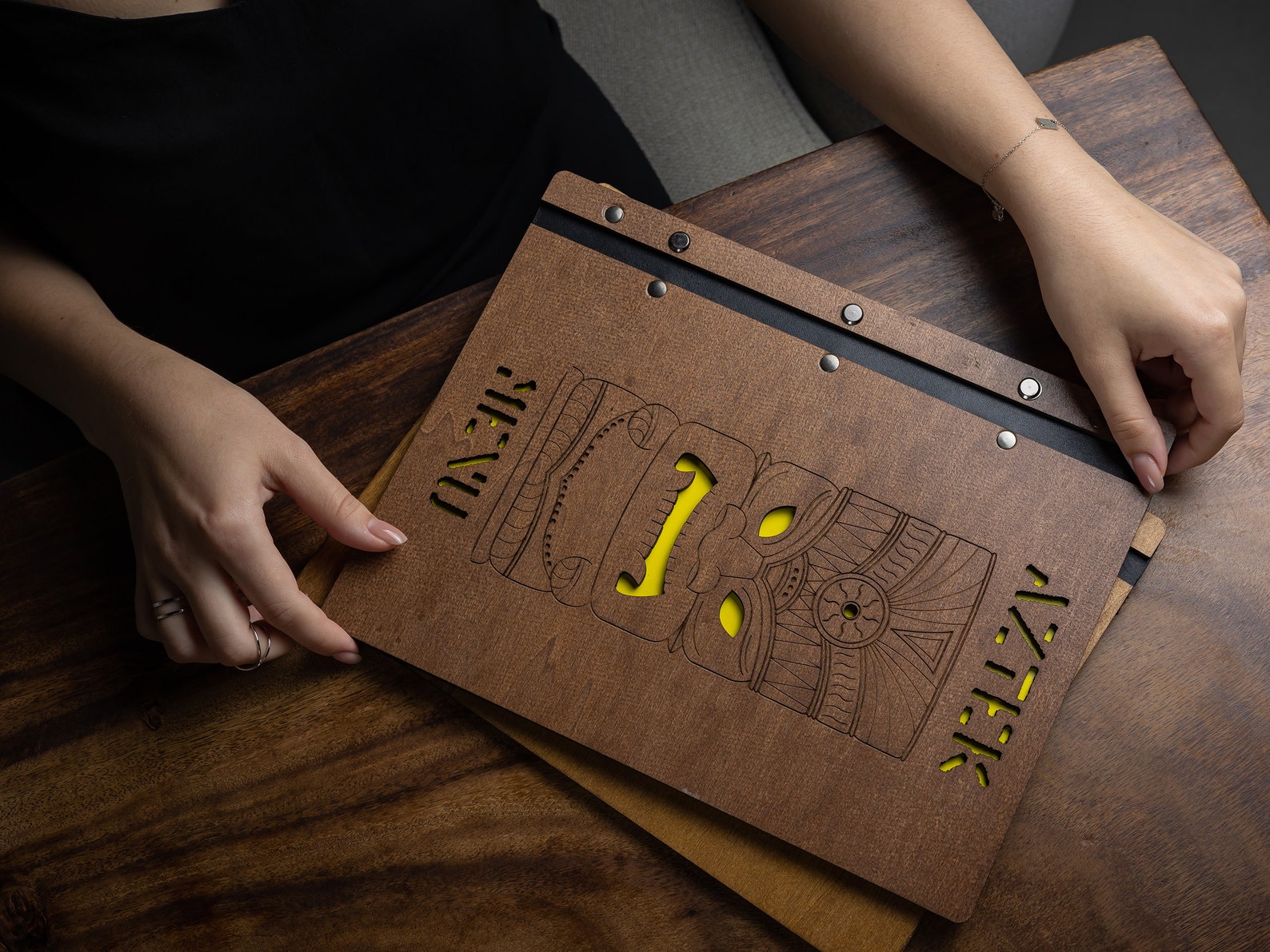 Customized Wooden Menu Folder With Cut Out Cover Menu Holder - Etsy