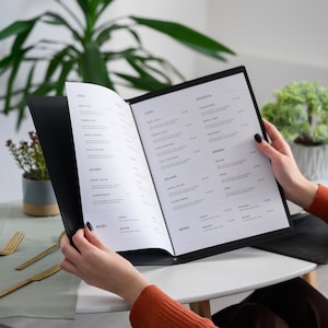 Hard Cover Menu Folder With Elastic Band for Bented in a Half Sheet ...