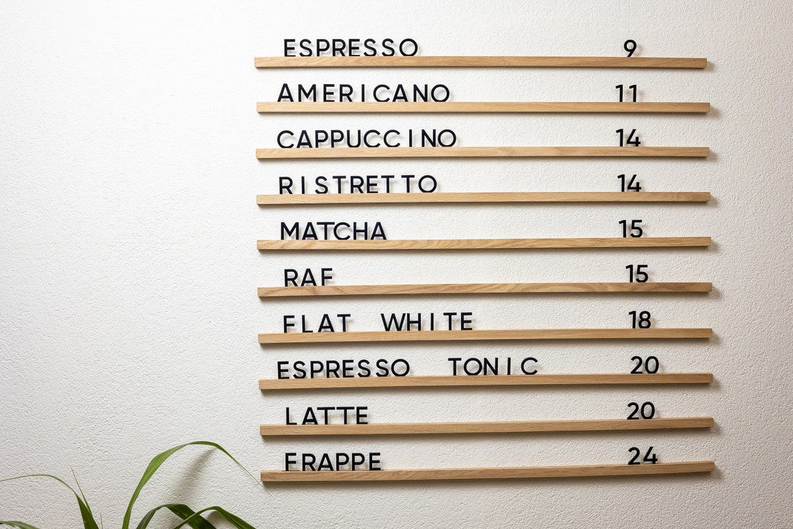 Oak Menu Board Menu Board Wall Menu Changeable Letter - Etsy