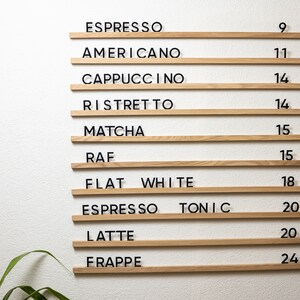 Oak Menu Board Menu Board Wall Menu Changeable Letter - Etsy