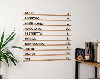 Menu Board, Wall Menu, Changeable Letter Board, Oak Menu Board, Cafe ...