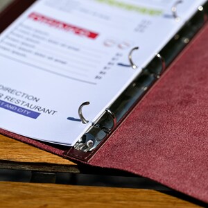 Leather Wine List Menu Cover With Ring Binder Mechanism, Menu Holder ...