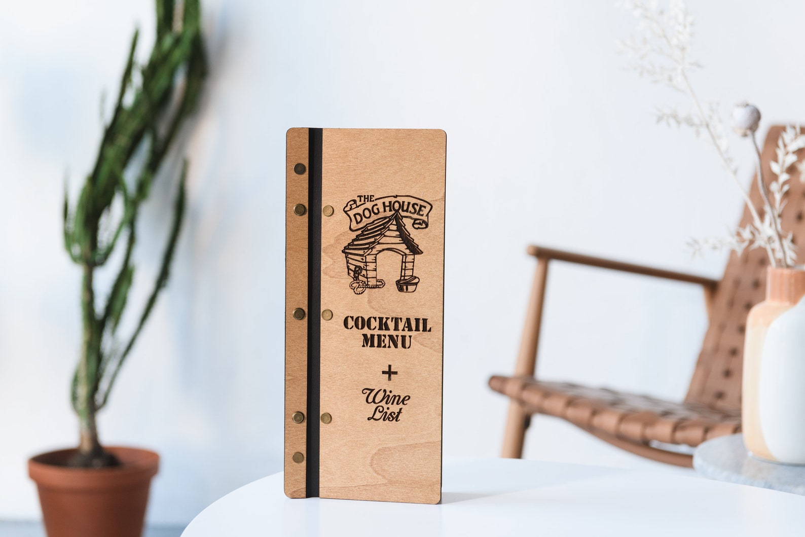 Wooden Menu-folder for Wine List Fastened on Leather Strap - Etsy