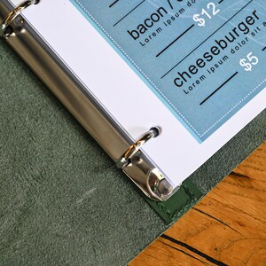 Leather Menu Binder Suitable for US Letter and A4 Sheets, Restaurant ...