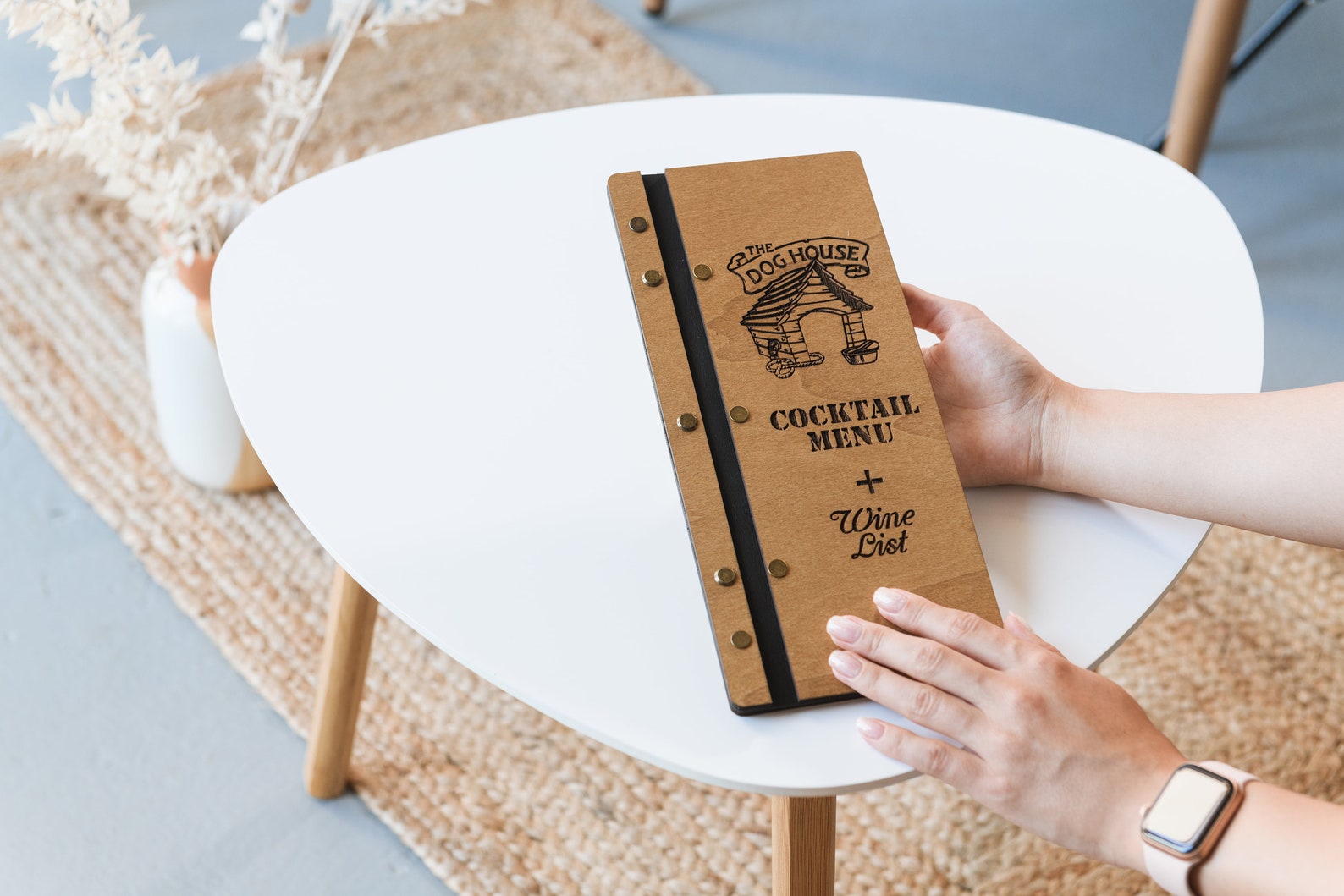 Wooden Menu-folder for Wine List Fastened on Leather Strap - Etsy