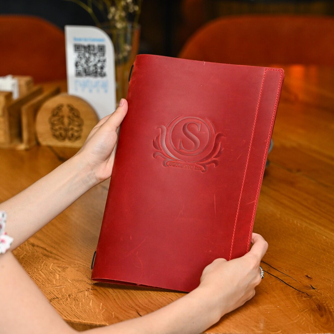 Soft Leather Menu Folder A4/A5, Menu Holder With Embossing, Restaurant ...