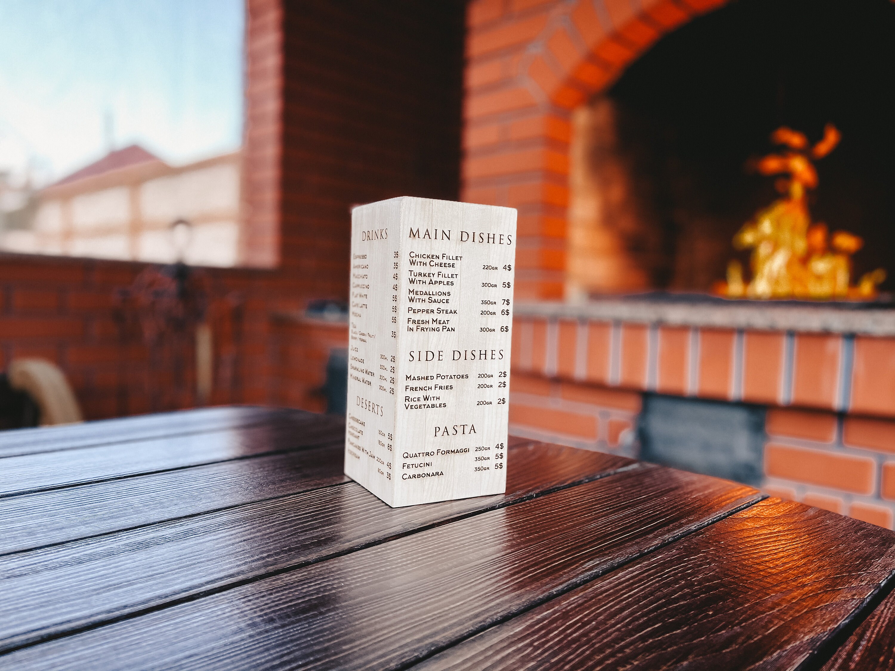 Wooden table menu Restaurant table menu Wood table menu | Etsy