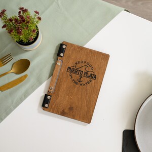 Menu Holder for Changeable Sheets, Engraved Wooden Menu Holder, Drink ...