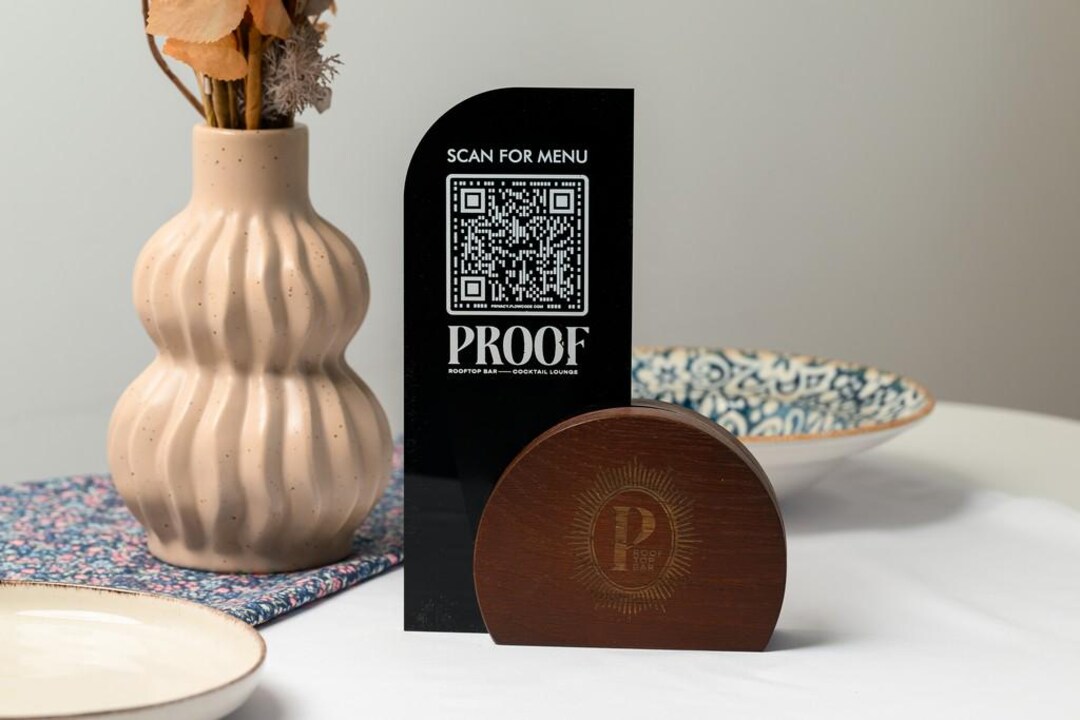 Custom Acrylic QR Menu Stand With Logo - Etsy
