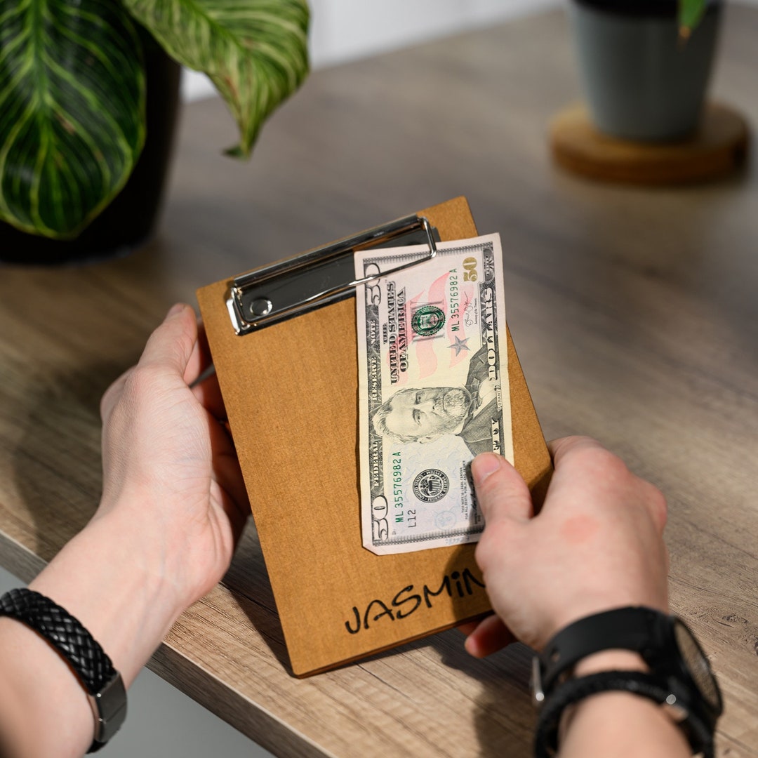 Wooden Bill Holder With Metal Binder, Plywood Check Holder, Server ...