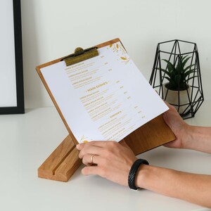 2 in 1 Table Stand and Menu Board for A5/A4 Sheets, Wooden Table Sign ...