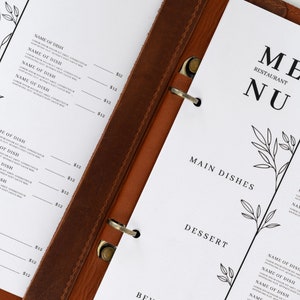 Hard Cover Menu Holder With Binder, Leather Menu Cover Suitable for ...