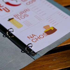 Leather Drink Menu Cover With Ring Binder Mechanism, Personalised Menu ...