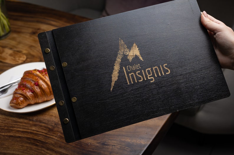 Landscape Menu Folder Fastened on Leather Strap. Wooden Menu - Etsy