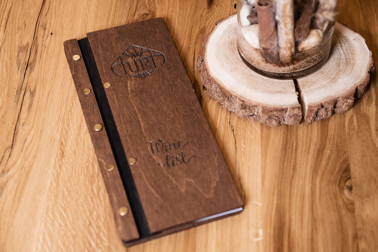 Wooden Menu-folder for Wine List Fastened on Leather Strap - Etsy