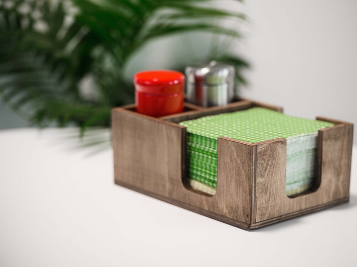 Wooden Tabletop Caddy. Personalized Condiment Holder. Table Organizer ...