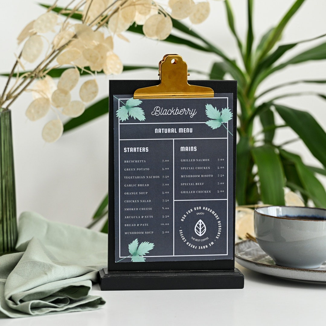 Table Stand With Golden Coloured Clip, Tabletop Menu Binder, Clipboard ...